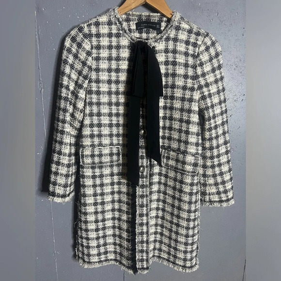 Zara | Jackets & Coats | Zara Tweed Coat With Bow Detail Size S | Poshmark